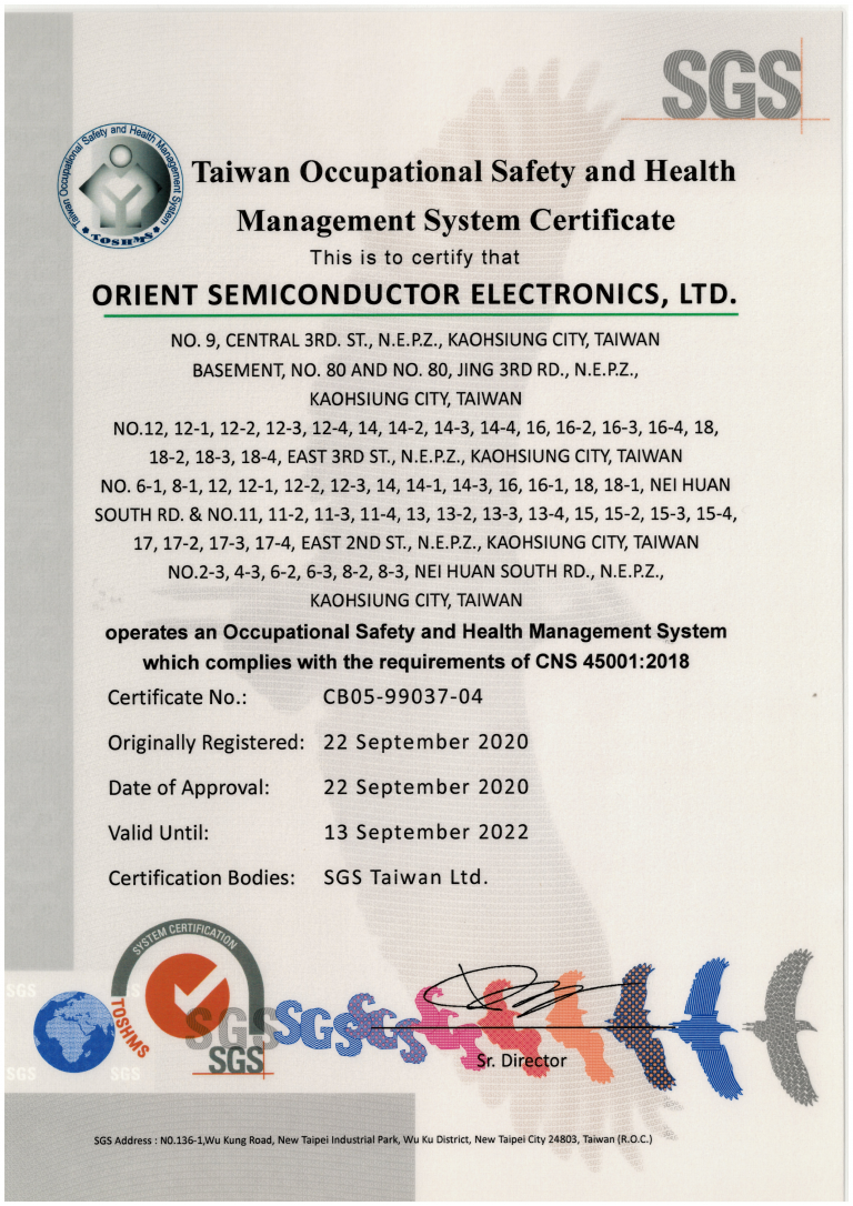 Quality Management System - Orient Semiconductor Electronics